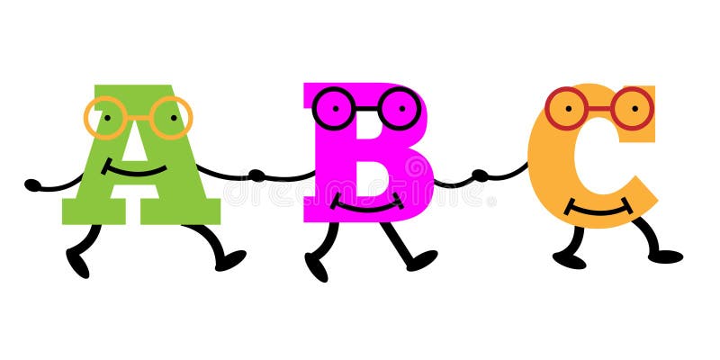 Happy ABC Letters Walking Hand in Hand Stock Vector - Illustration of ...