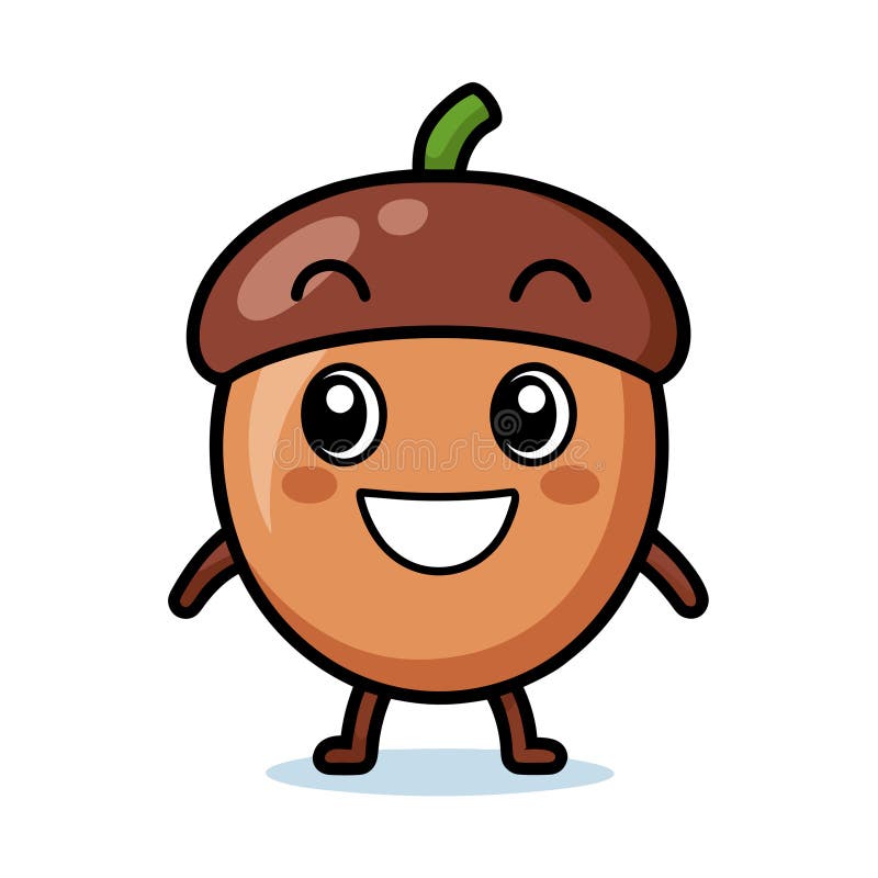 Happy Acorn Character with Playful Traits Stock Vector - Illustration ...