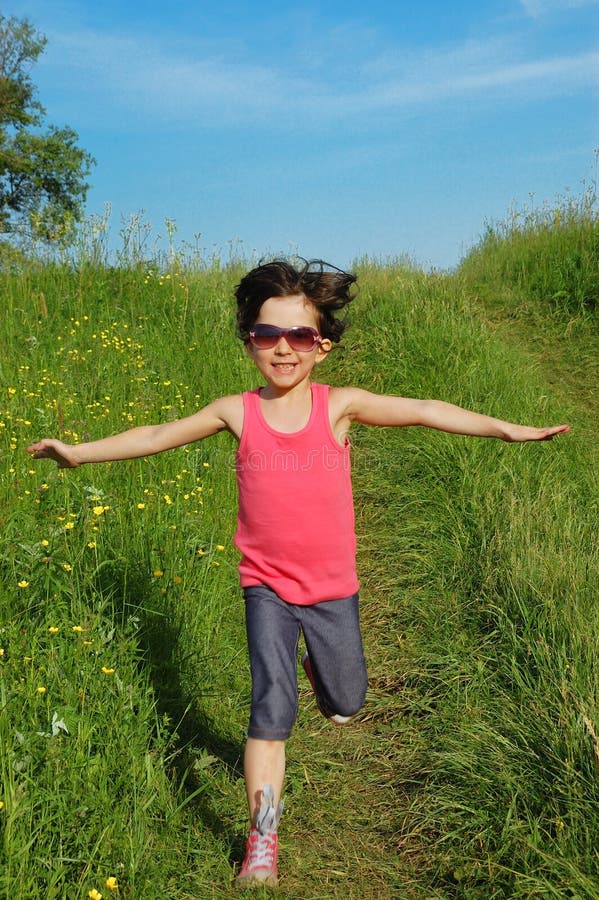 Happy Active Child Having Fun Outdoors Stock Photo - Image of happy ...