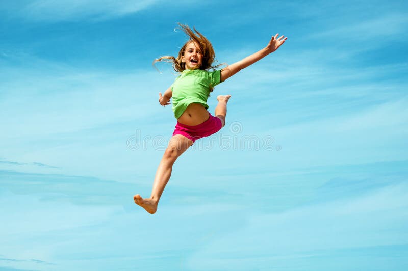 Happy Active Children Jumping Stock Photo - Image of caucasian, cute ...