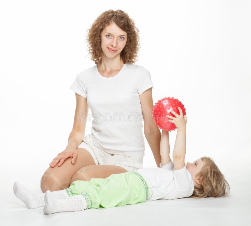 Happy Active Mother and Her Little Daughter Stock Photo - Image of ...