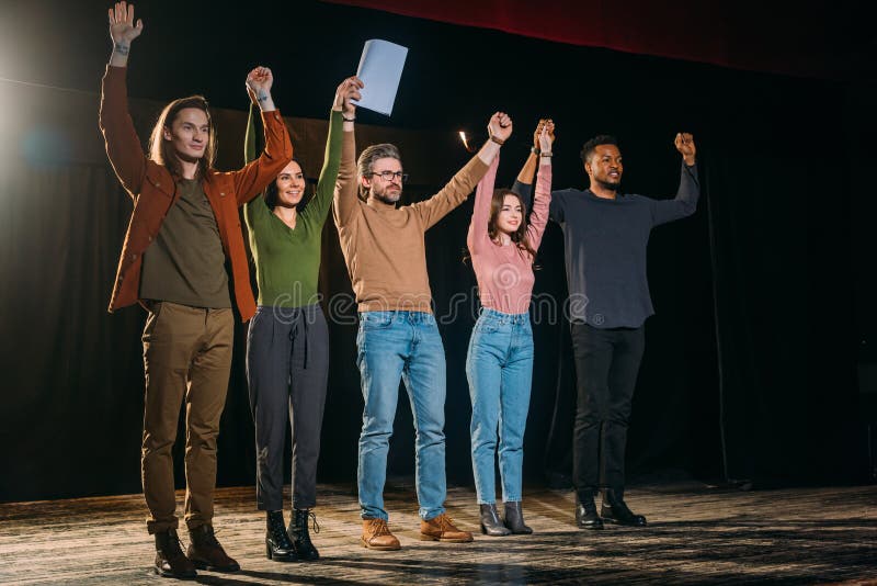 Actors Bowing To Audience in a Theater Stock Image - Image of scene ...