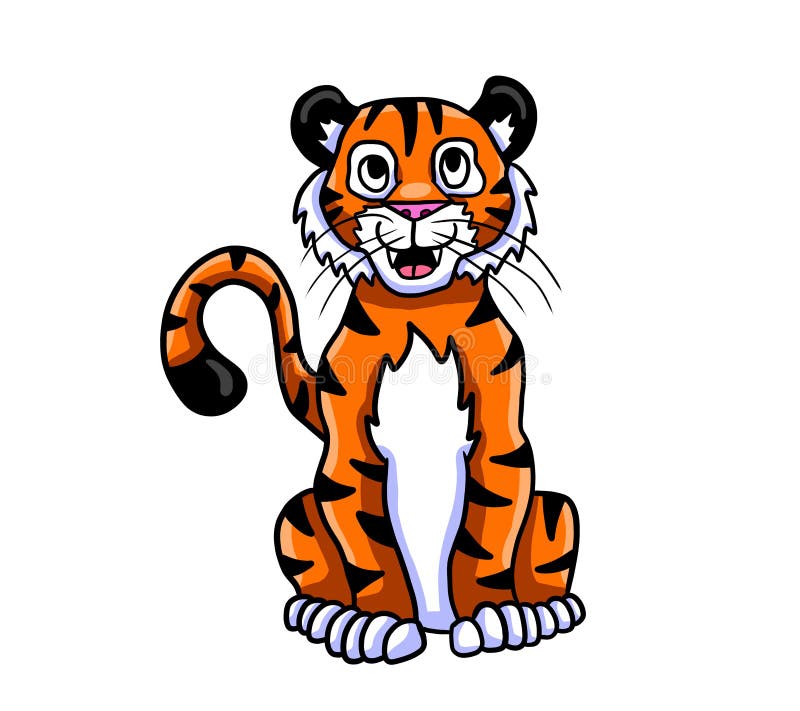 Happy Adorable Tiger 1 stock illustration. Illustration of clip - 111336373