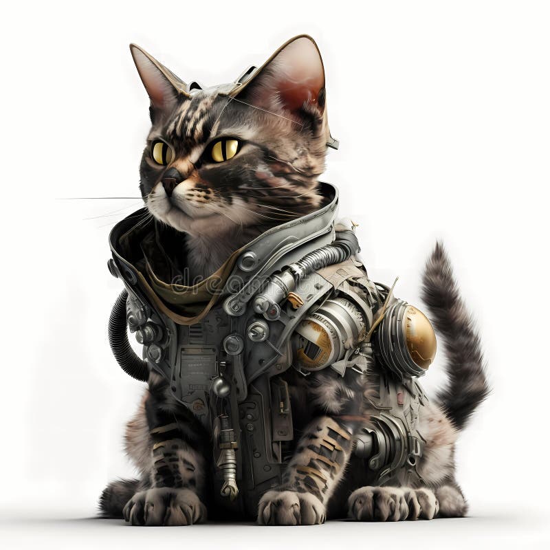 Happy Adult Cat with Armor. Generative AI Stock Illustration ...
