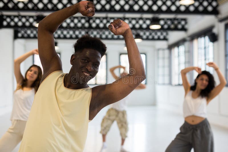 Happy Adults Training Swing Steps at Class Stock Image - Image of ...