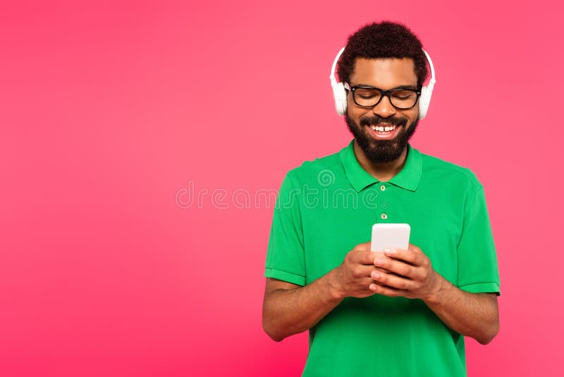 Happy African American Man In Glasses Stock Image Image Of Cheerful