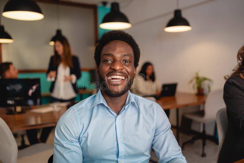 Happy African Man in Coworking Creative Space Stock Photo - Image of ...