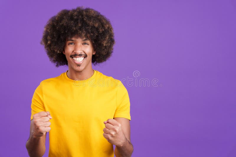 Happy African Man Looking at the Camera and Celebrating Stock Image ...