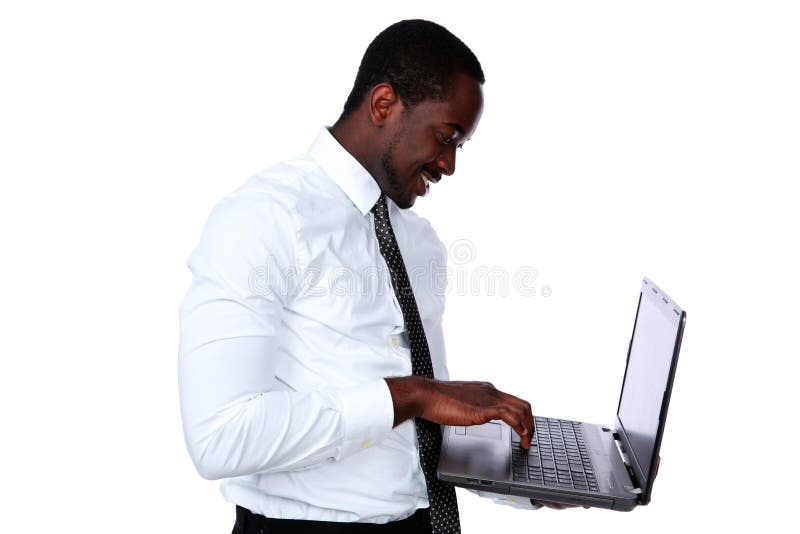 Man Standing and Using Tablet Stock Image - Image of looking, full ...