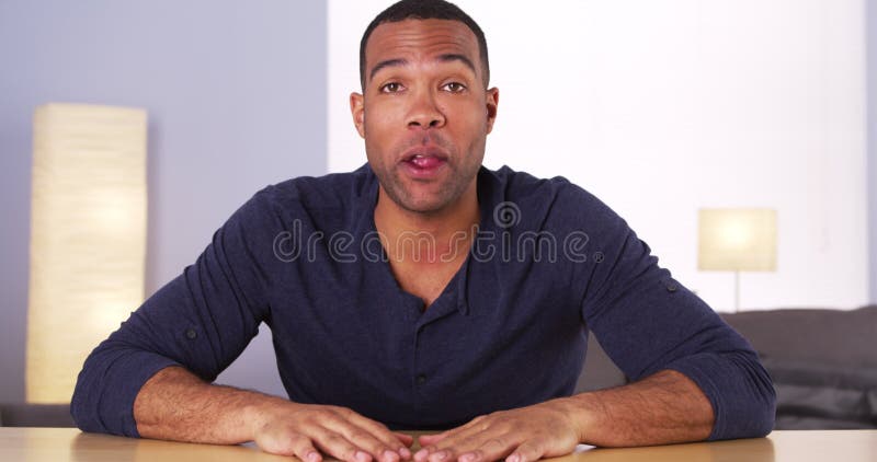 Happy African Man Talking To Camera Stock Video - Video of skype, home ...