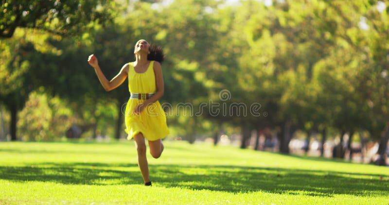 Happy African Woman Running Towards Camera Stock Footage - Video of ...