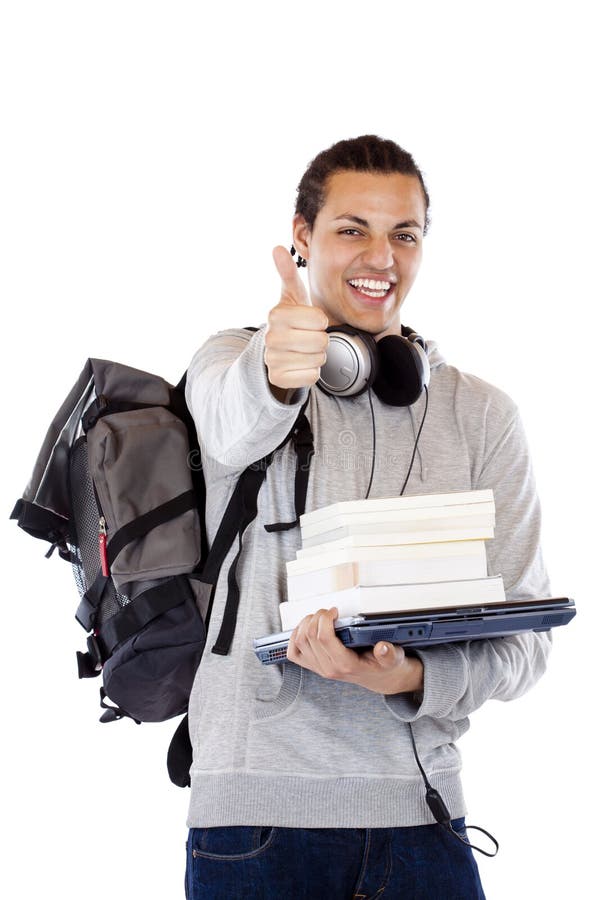 Young American Male Student Smiles Happy Stock Photo - Image of mulatto ...