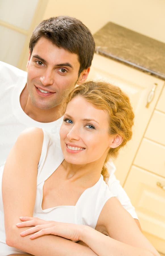 Happy Amorous Couple at Home Stock Image - Image of lover, flirtation ...
