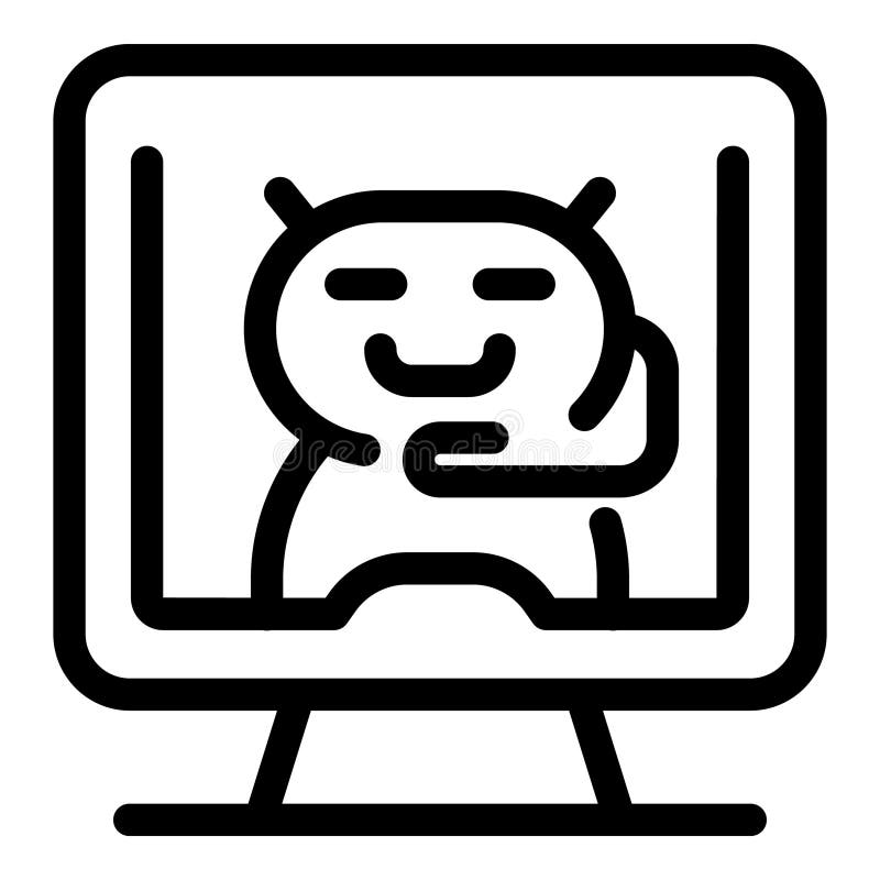 Happy Android Mascot Waving from Computer Screen Stock Illustration ...