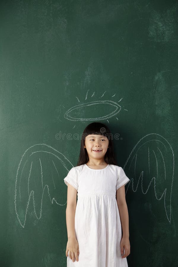 Happy angel stock image. Image of blackboard, color, halo - 19066657
