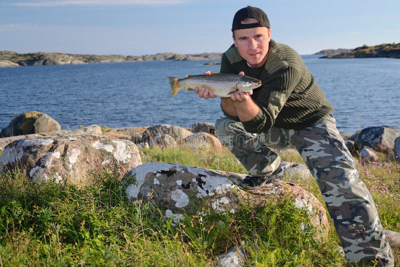 Happy Angler Kissing Walleye Fishing Trophy Stock Image - Image of ...