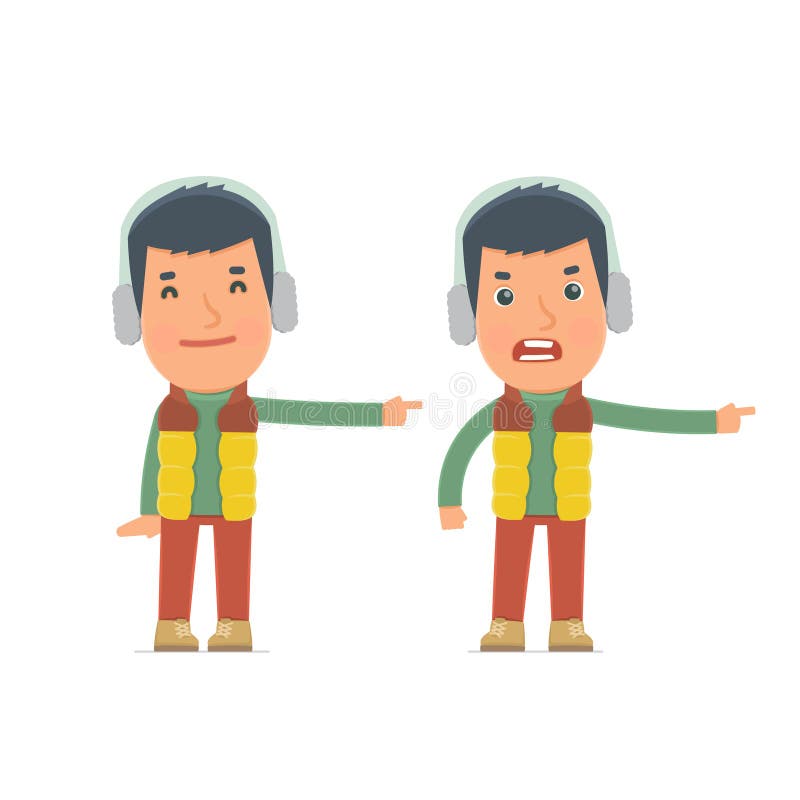 Happy and Angry Character Winter Citizen Making Presentation Stock ...