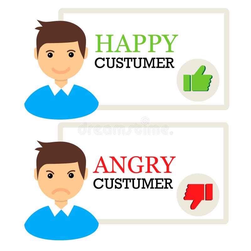 Happy and angry custumer stock vector. Illustration of isolated - 191986005