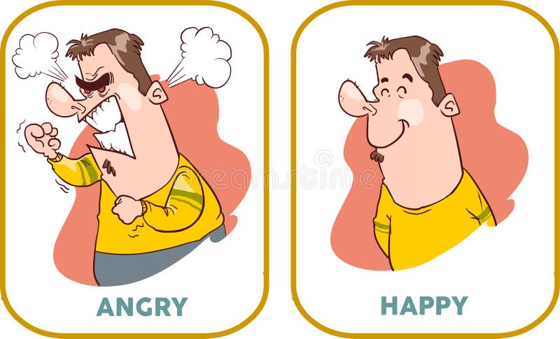 Happy and angry man stock vector. Illustration of cartoon - 89823235