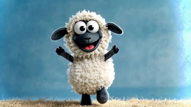 Happy Animated Sheep Character Posing Playfully in a Bright Setting ...
