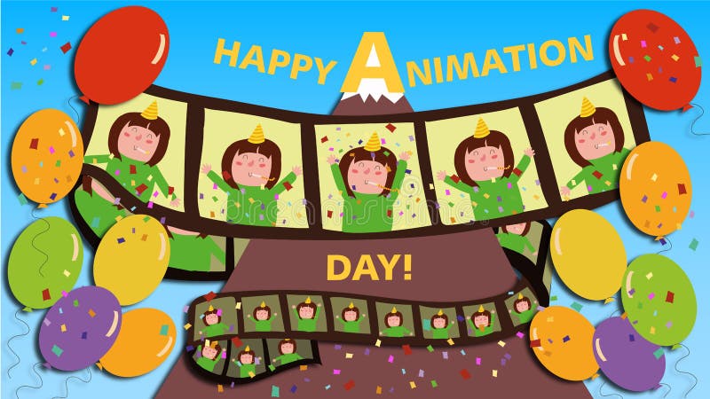 Happy Animation Greeting Card with Happy Face Stock Vector ...