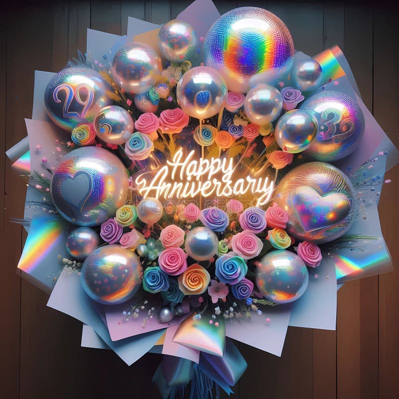 Happy Anniversary Bouquet of Balloons. AI Generated. Stock Image ...