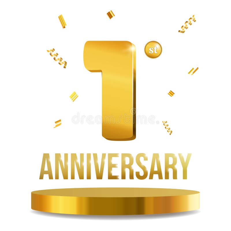 Happy Anniversary Celebration 3D Numbers Golden Composition 1 Year ...