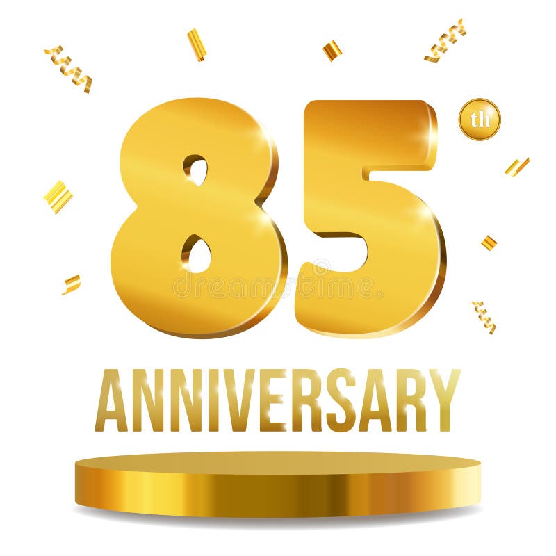 Happy Anniversary Celebration 3D Numbers Golden Composition 85 Years ...
