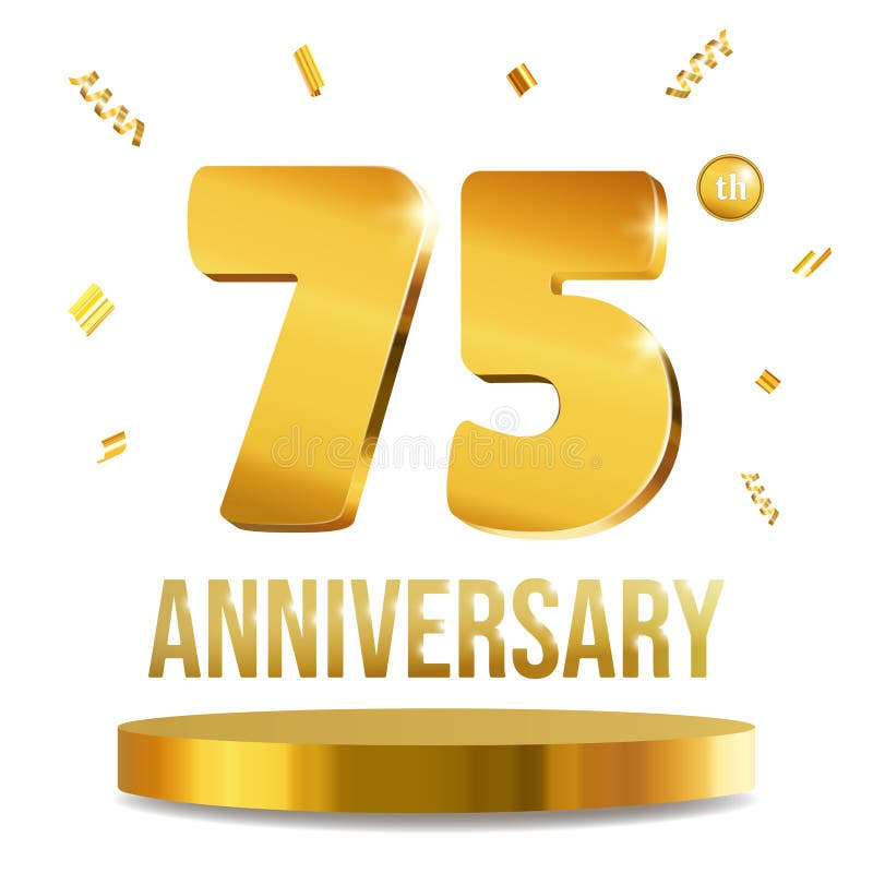 Happy Anniversary Celebration 3D Numbers Golden Composition 75 Years ...