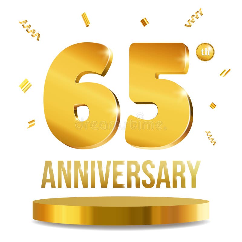 Happy Anniversary Celebration 3D Numbers Golden Composition 65 Years ...