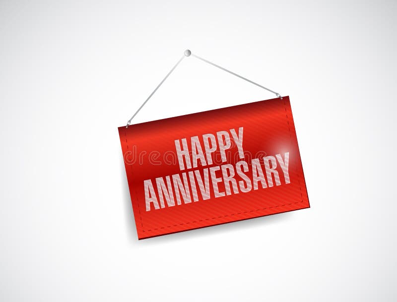 Happy Anniversary Red Waving Ribbon Banner Stock Illustration ...