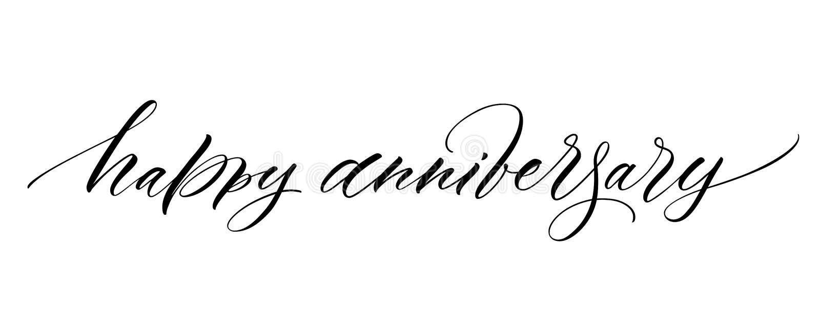 Hand Drawn Vector Lettering Words Happy Anniversary By Hand Isolated
