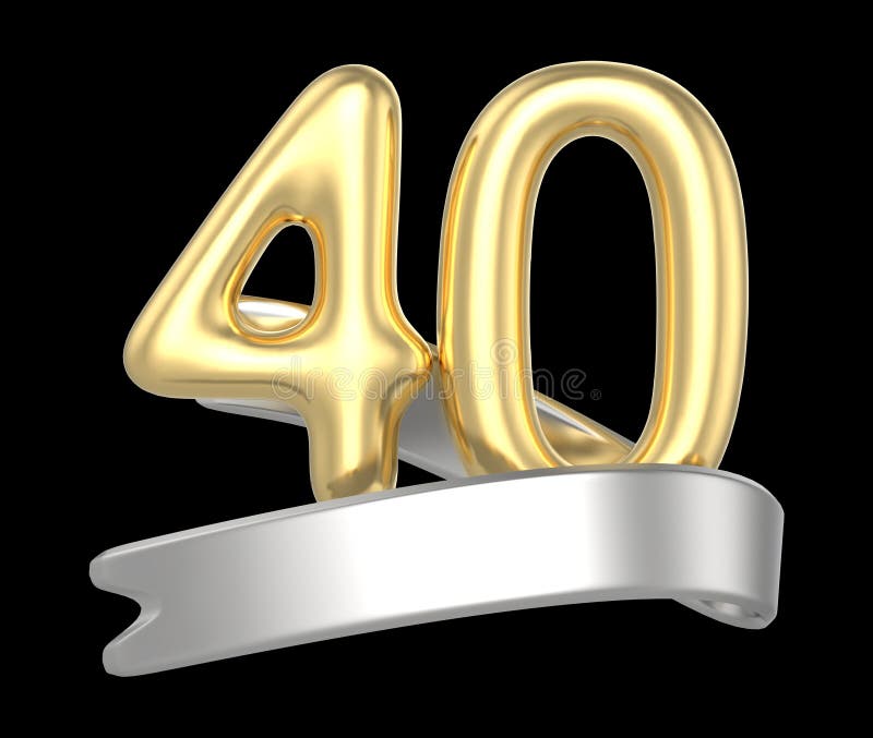 Happy Anniversary Number 40 Gold 3D Render Stock Illustration ...