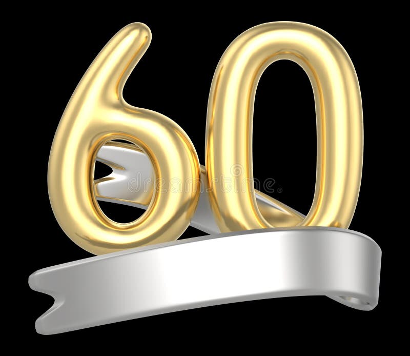 Happy Anniversary Number 60 Gold 3D Render Stock Illustration ...