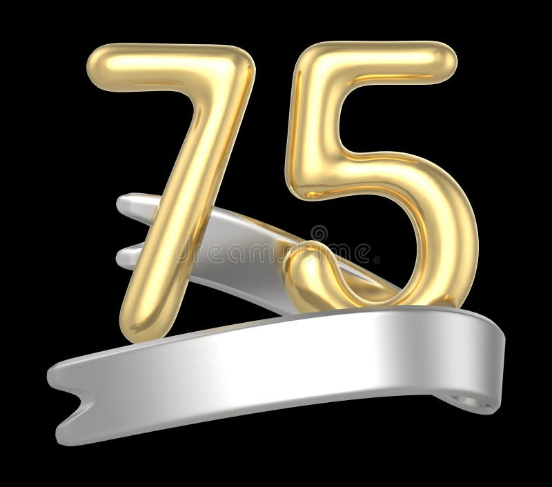 Happy Anniversary Number 75 Gold 3D Render Stock Illustration ...