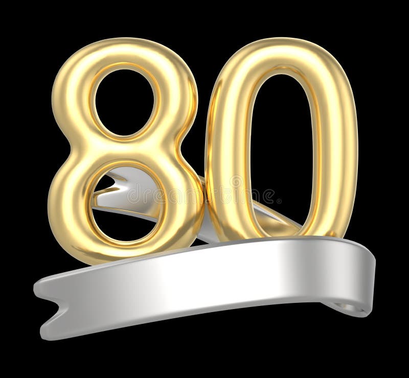Happy Anniversary Number 80 Gold 3D Render Stock Illustration ...