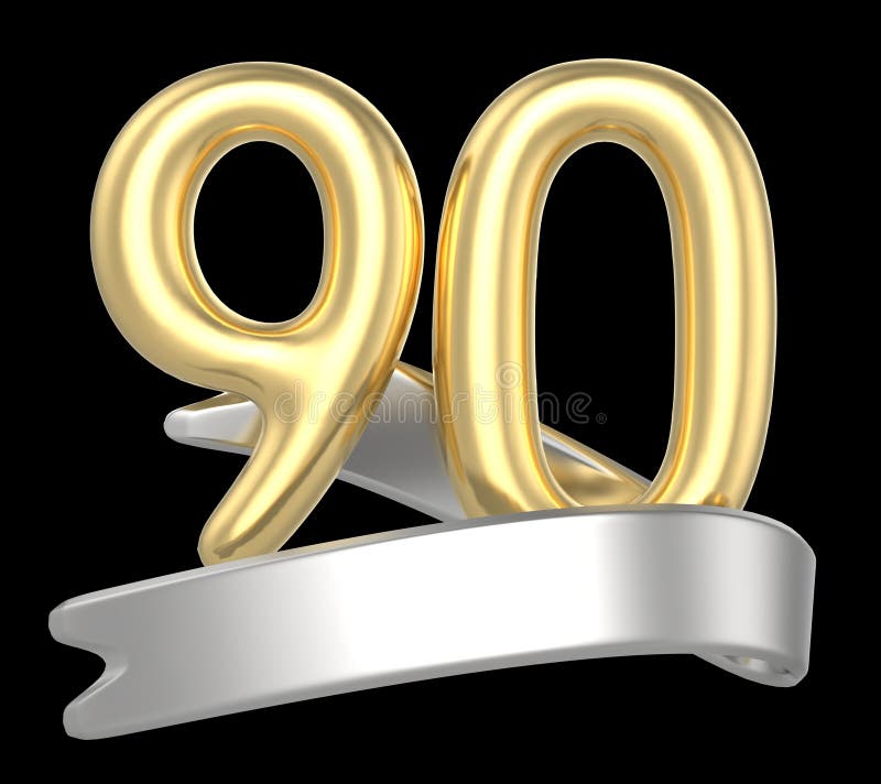 Happy Anniversary Number 90 Gold 3D Render Stock Illustration ...