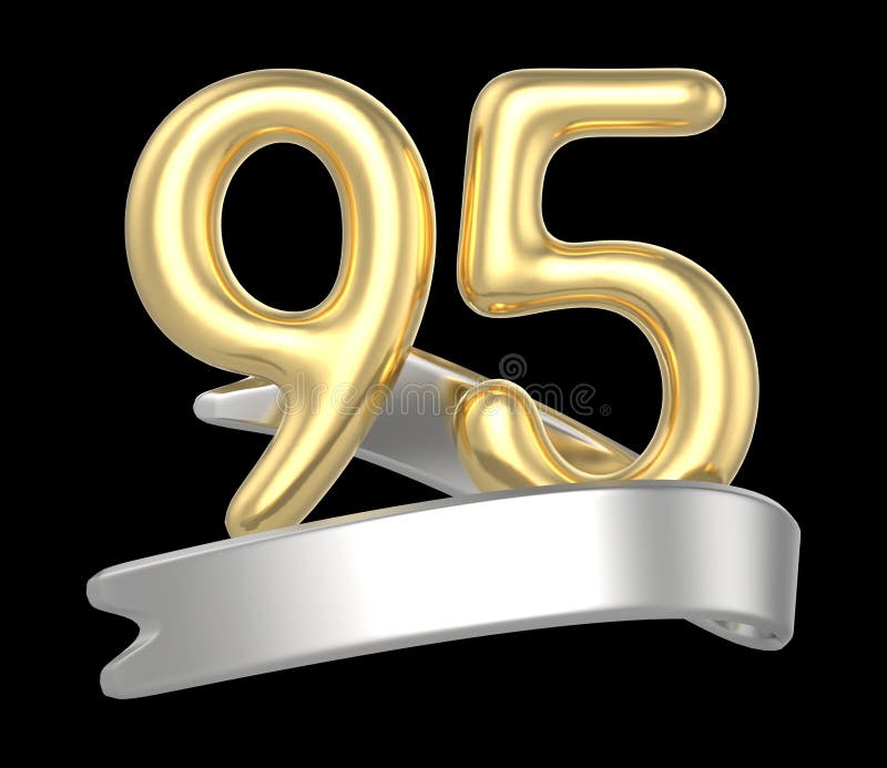 Happy Anniversary Number 95 Gold 3D Render Stock Illustration ...