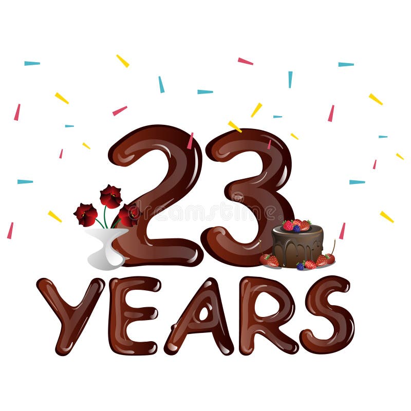 Happy Anniversary 23 Years with Cake Stock Vector - Illustration of ...