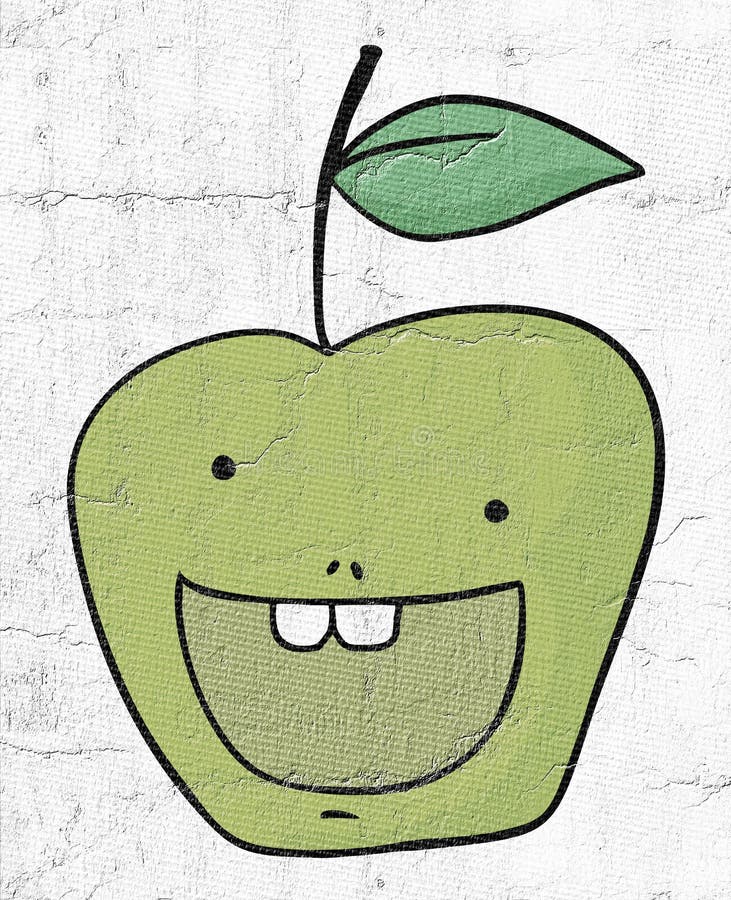 Happy apple draw stock illustration. Illustration of fresh - 139976227