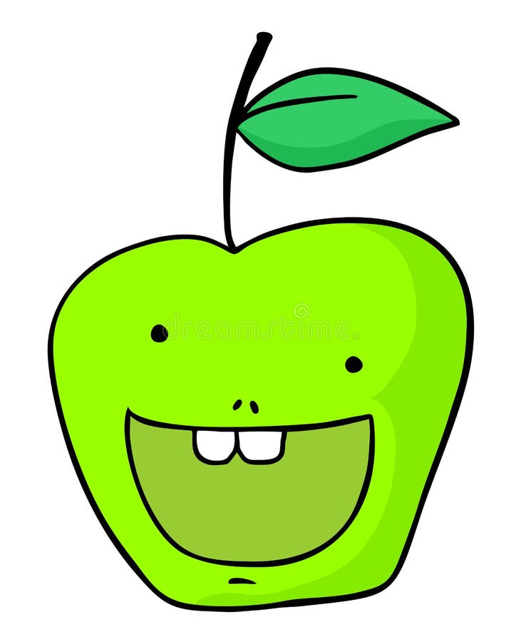 Happy apple draw stock vector. Illustration of cute, cartoon - 53033319