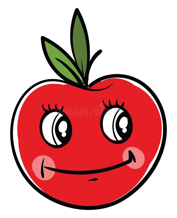 Happy Red Apple Illustration Vector Stock Vector - Illustration of food ...