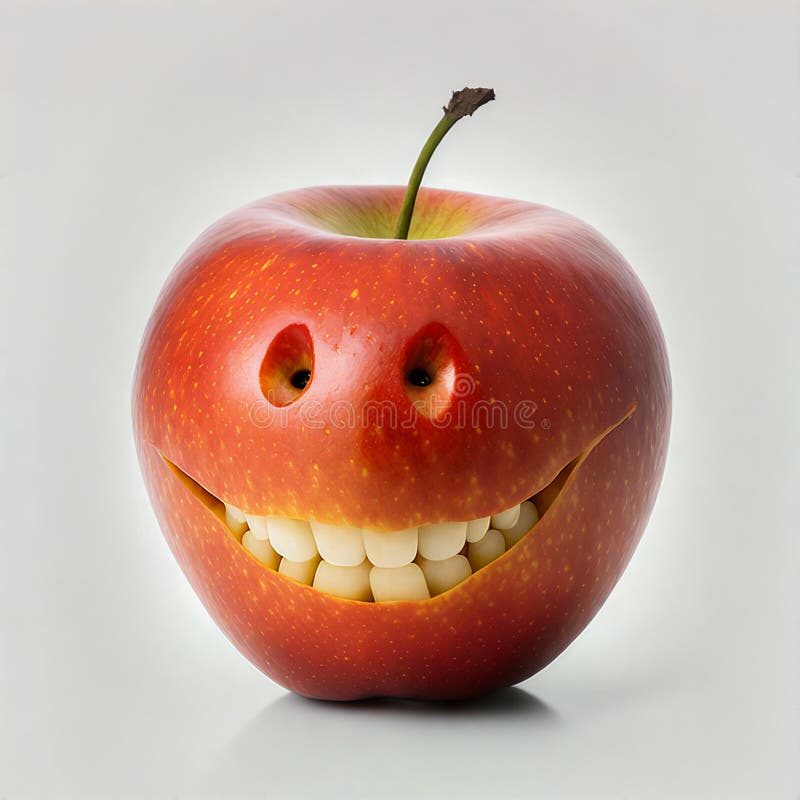 Happy Apple that is Smiling Stock Image - Image of nutrition, happy ...
