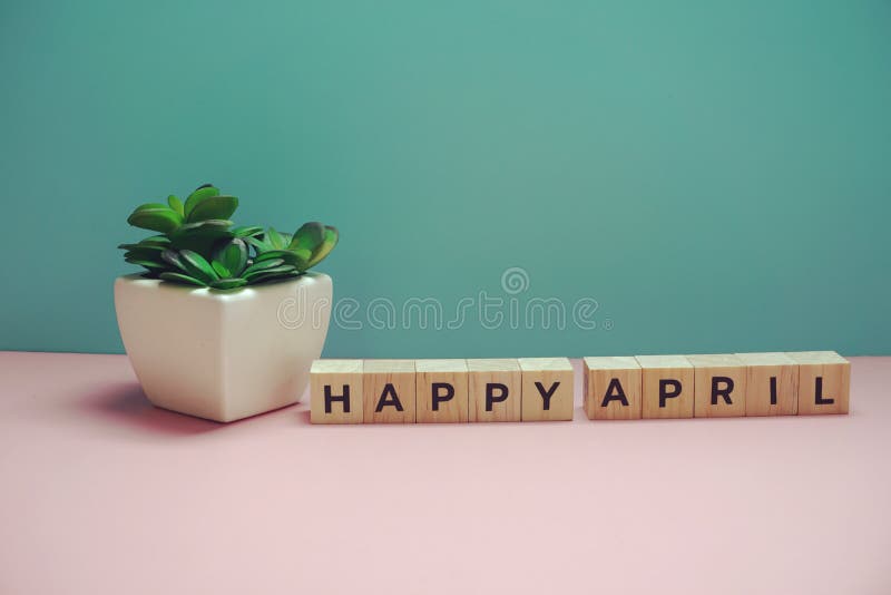 Happy April Alphabet Letter on Blue and Pink Background Stock Image ...