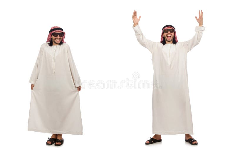 The Happy Arab Man Isolated on White Stock Photo - Image of compilation ...