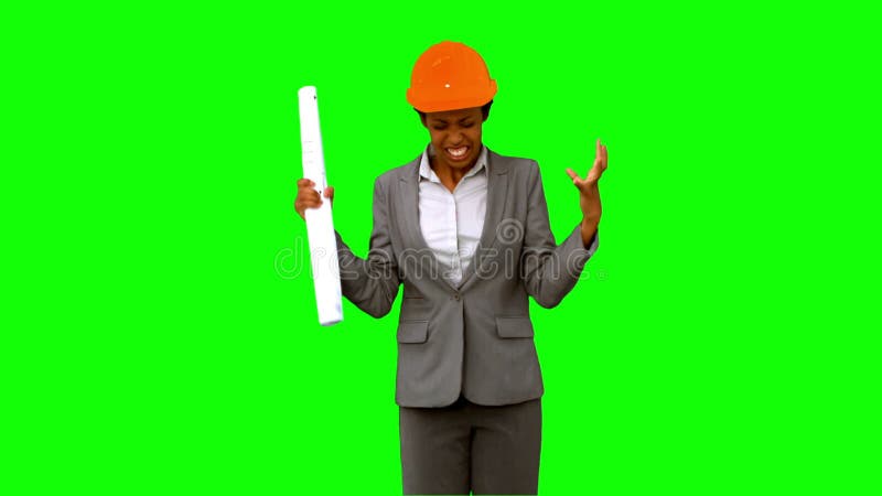 Happy Architect Raising Arms on Green Screen Stock Video - Video of ...