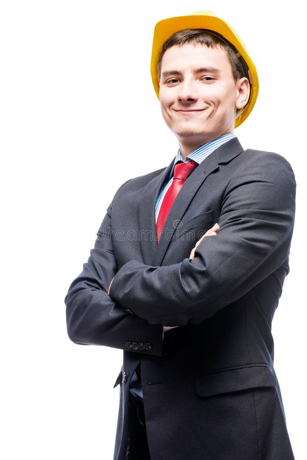 Happy Architect in Suit and Helmet Stock Image - Image of helmet ...