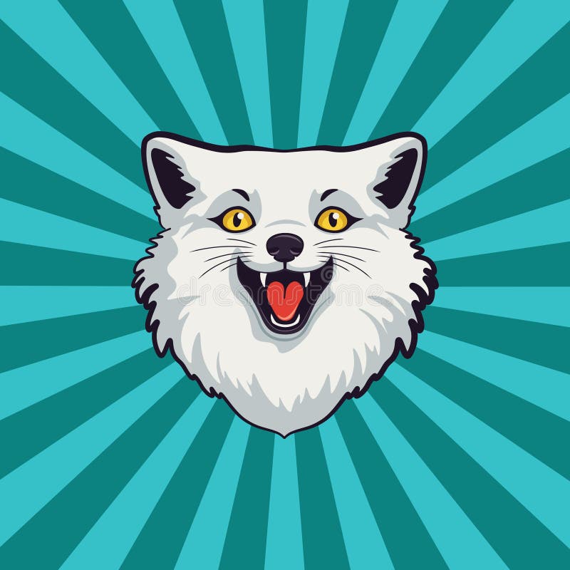 Happy arctic fox head stock illustration. Illustration of head - 315475898