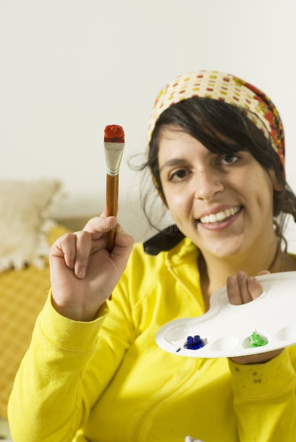 Happy Artist stock image. Image of woman, smiling, midlife - 6202039