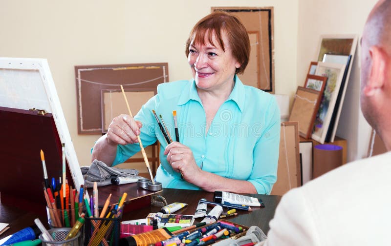 Happy artist draws stock image. Image of pencil, leisure - 58083977